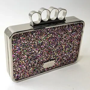 Nine West | Bags | Multicolor Glitter Box Clutch Purse Knuckle Duster ...
